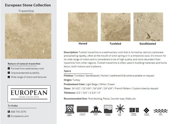 European Stone Collection - Travertine